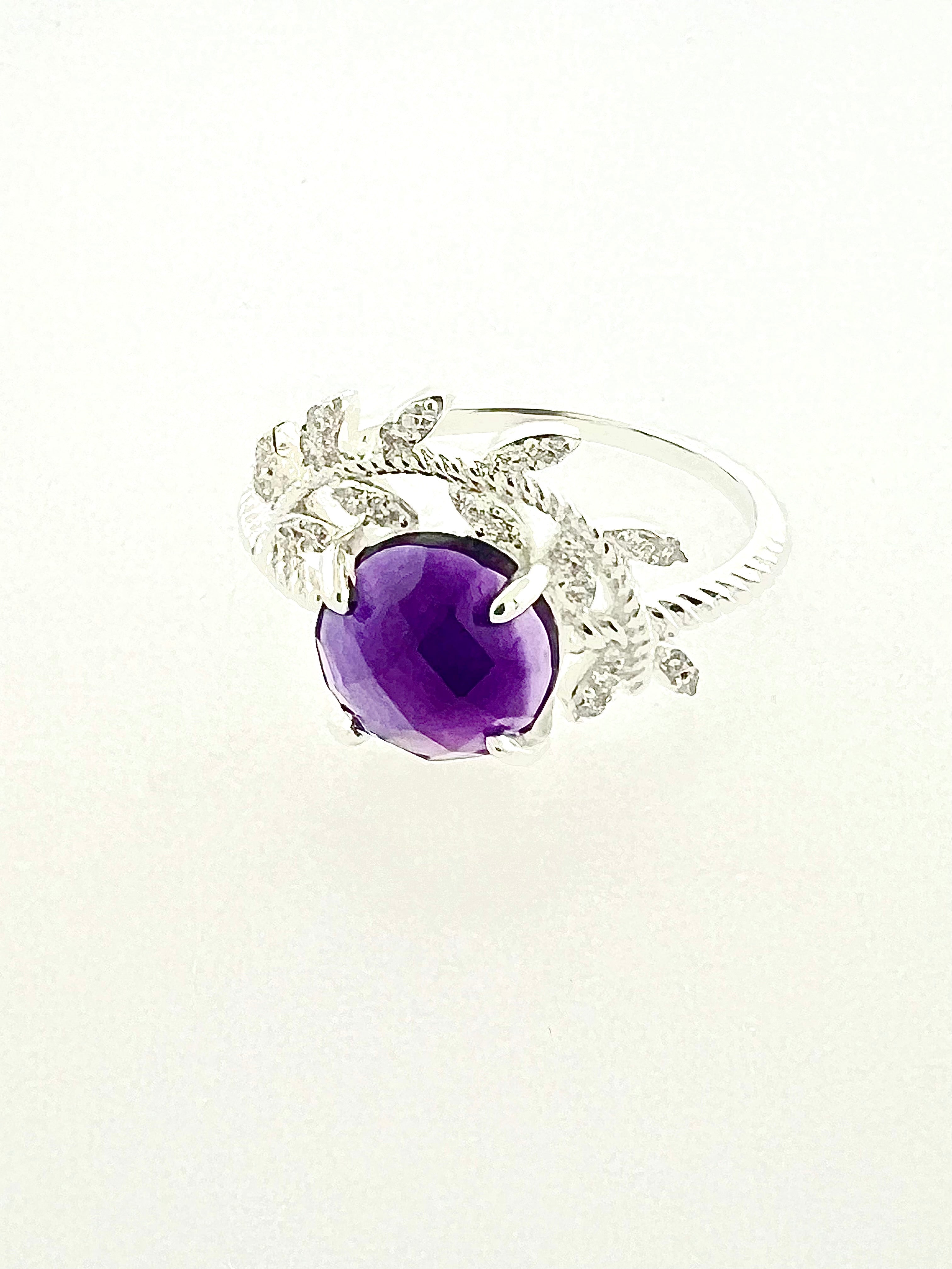 Leaf Sterling Silver Amethyst & Diamond Ring – Joseph Karcher